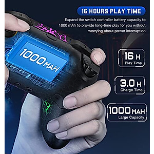 Gammeefy Switch Controller, Wireless Switch Pro Controller for Nintendo Switch/Lite/OLED, 9 Color Adjustable LED Switch Remote Compatible with PC/Android/IOS with Programmable Function