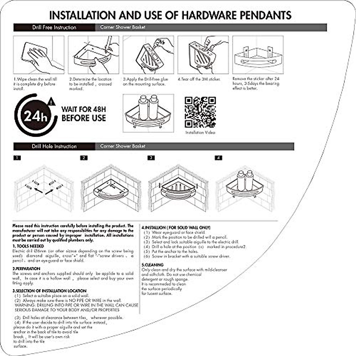Mihom Triangle Corner Shower Caddies , 304 Stainless Steel 1 Tie Shower Basket Organizer Rack for Washroom, Toilet, Dorm, Kitchen,Bathroom Corner Shelf Brushed