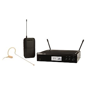 Shure BLX14R/MX53 Wireless Microphone System - 14-Hour Battery Life, 300 ft Range, UHF | MX153 Headset Mic, Single Channel Rack Mount Receiver | H9 Band (BLX14R/MX53-H9)