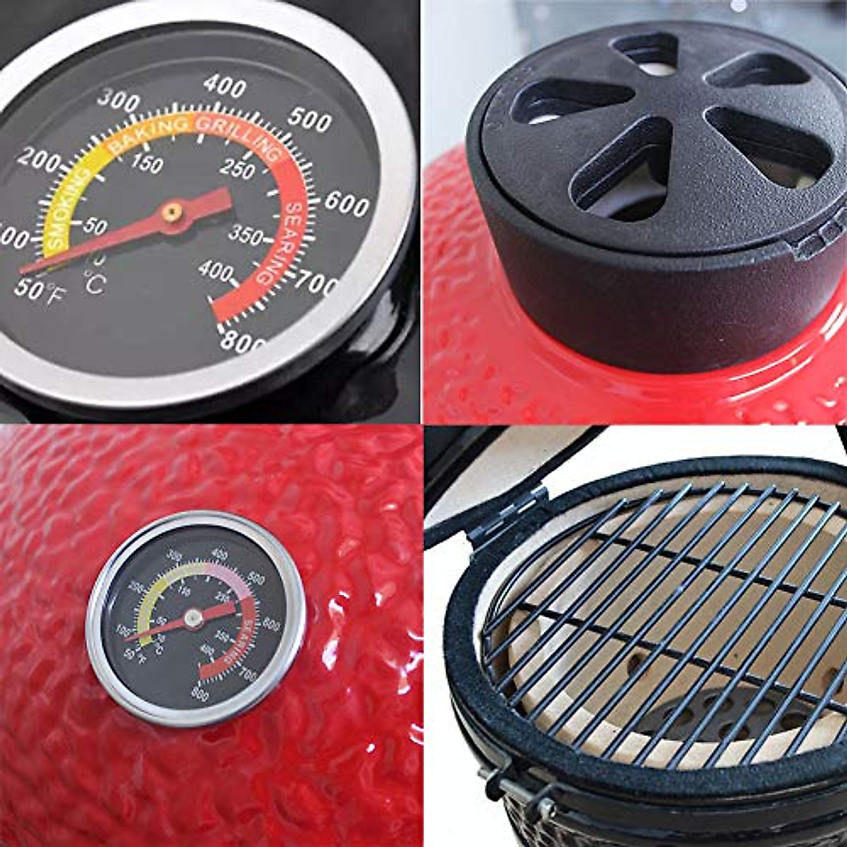 RJMOLU BBQ Grill, Ceramic Smoker Barbecue Grill, Portable Barbecue Grill for 3-5 Persons, Charcoal BBQ for Table Camping Outdoor Garden Grill BBQ Utensil