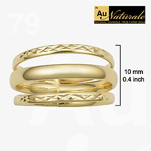 10k Yellow Gold High Polish Diamond-cut Triple Stacked Band Ring (size 6)