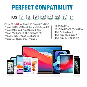 iXCC MFi Lightning Cable 10ft, iPhone Charger, for iPhone X, 8, 8 Plus, 7, 7 Plus, 6s, 6s Plus, 6, 6 Plus, SE 5s 5c 5, iPad Air 2 Pro, iPad Mini 2 3 4, iPad 4th Gen (Black)