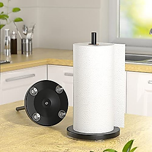 Paper Towel Holder Countertop with Suction Cups Base for One-Handed Operation, Free-Standing Paper Towel Roll Dispenser, Paper Towel Stand Suitable for Kitchen, Bathroom, Pantry, RV