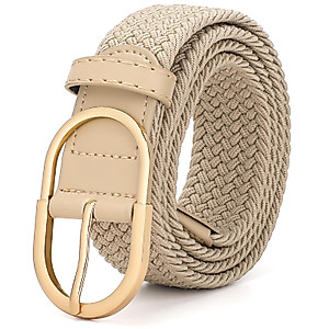WHIPPY Braided Woven Stretch Belt Women Men Web Casual Unisex Mixed Color Woven Elastic Golf Belts for Jeans Pants S