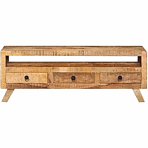 vidaXL Solid Mango Wood TV Unit - Versatile and Stylish Wooden TV Stand with Spacious Drawers and Shelf - Durable, Polished, and Painted - 43.3"x11.8"x15.7" Dimensions
