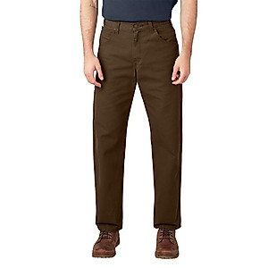 Dickies Men's Relaxed Fit Straight-Leg Duck Carpenter Jean, Brown, 36W x 30L