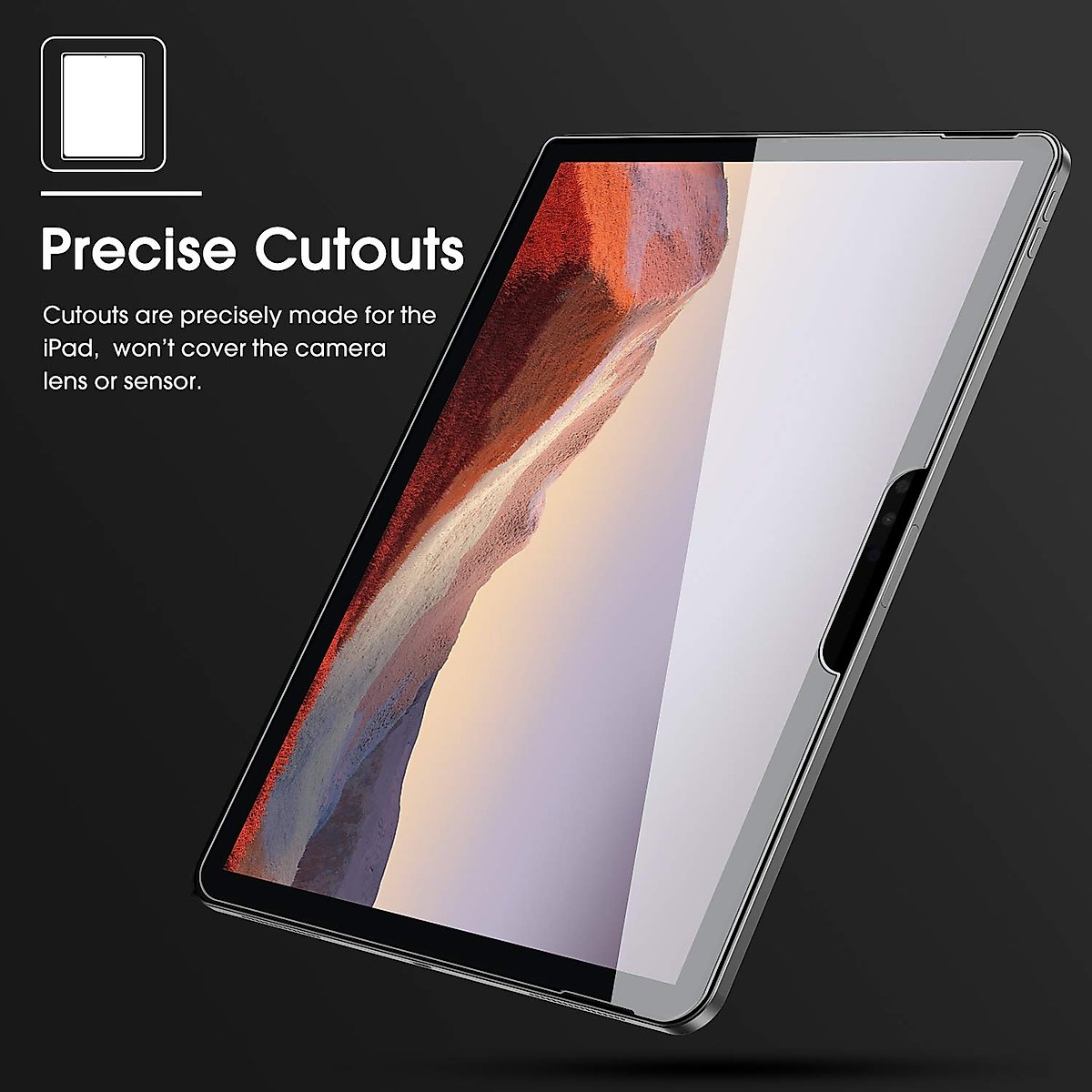OMOTON [3-Pack Screen Protector for Surface Pro 7 Plus 7 6 5 4 [12.3 Inch] - Tempered Glass/Guide Frame/Scratch Resistant (NOT for Surface Pro 8)