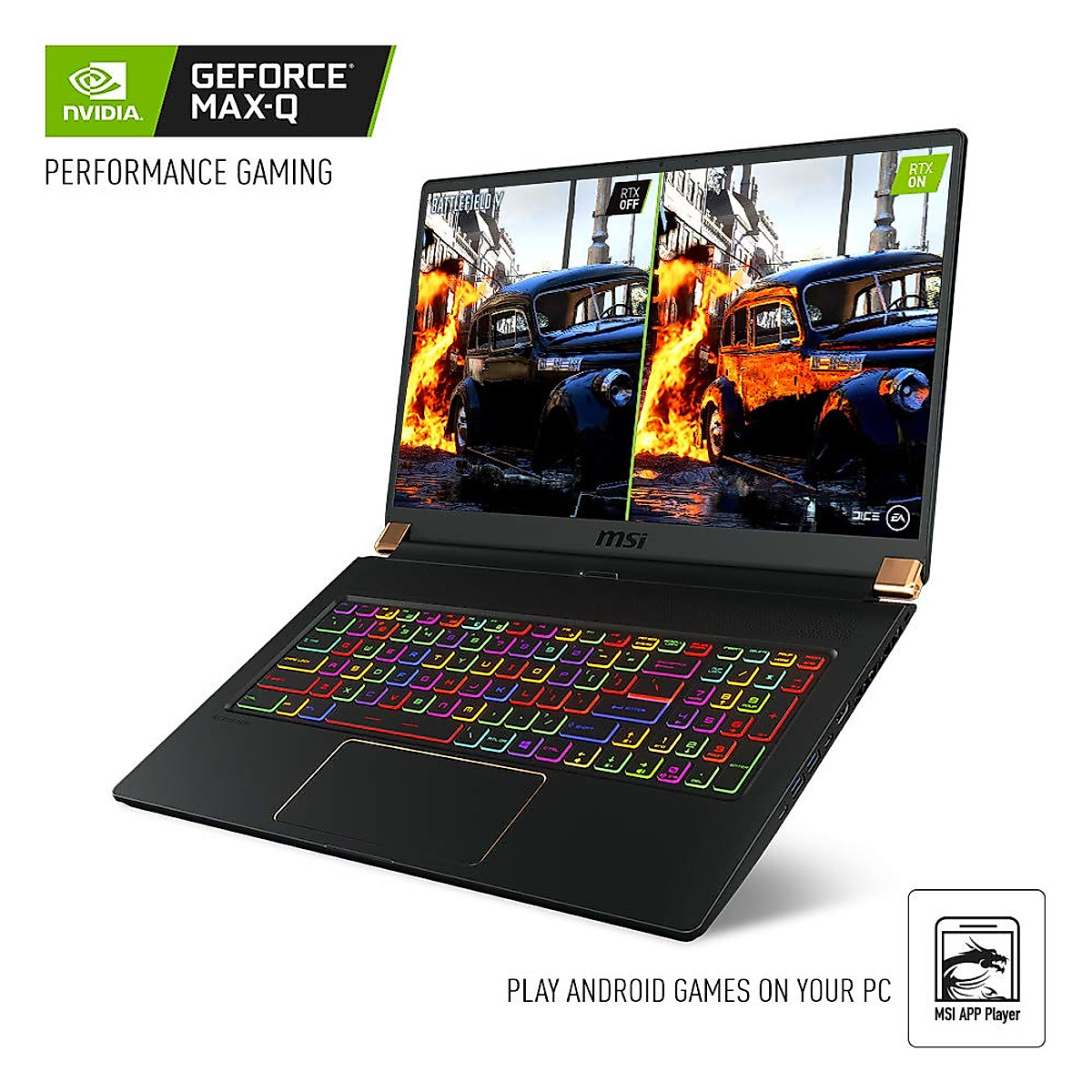 MSI GS75 Stealth-248 17.3" Gaming Laptop, 144Hz Display, Thin Bezel, Intel Core i7-9750H, NVIDIA GeForce RTX2070, 32GB, 512GB NVMe SSD, Thunderbolt 3