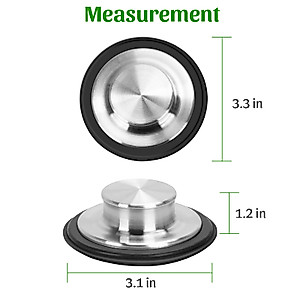 3PCS - Windran Kitchen Sink Drain Strainer and Sink Drain Stopper Set, Upgraded Double-Layer Safe Design for Most Kitchen Sink Drain Basket (4.5 Inch)