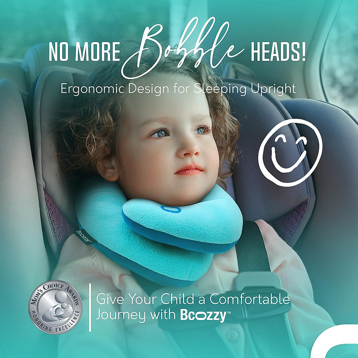 BCOZZY Kids Bundle- 2 Travel Neck Pillows for Toddlers- Super Soft Head, Neck, and Chin Support, for Comfortable Sleep in Car Seat Booster and Plane- Washable, Navy, Light Purple