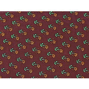 Peegli Indian Crepe Silk Brown Saree Women's Vintage Floral Sari 5 Yards DIY Fabric