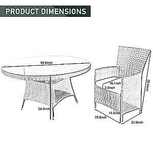 PATIOPTION 9 Piece Patio Set Outdoor Wicker Patio Furniture Sets Modern Bistro Set PE Rattan Chair Conversation Dining Sets (Round Table with 8 Seater) - Blue Cushion