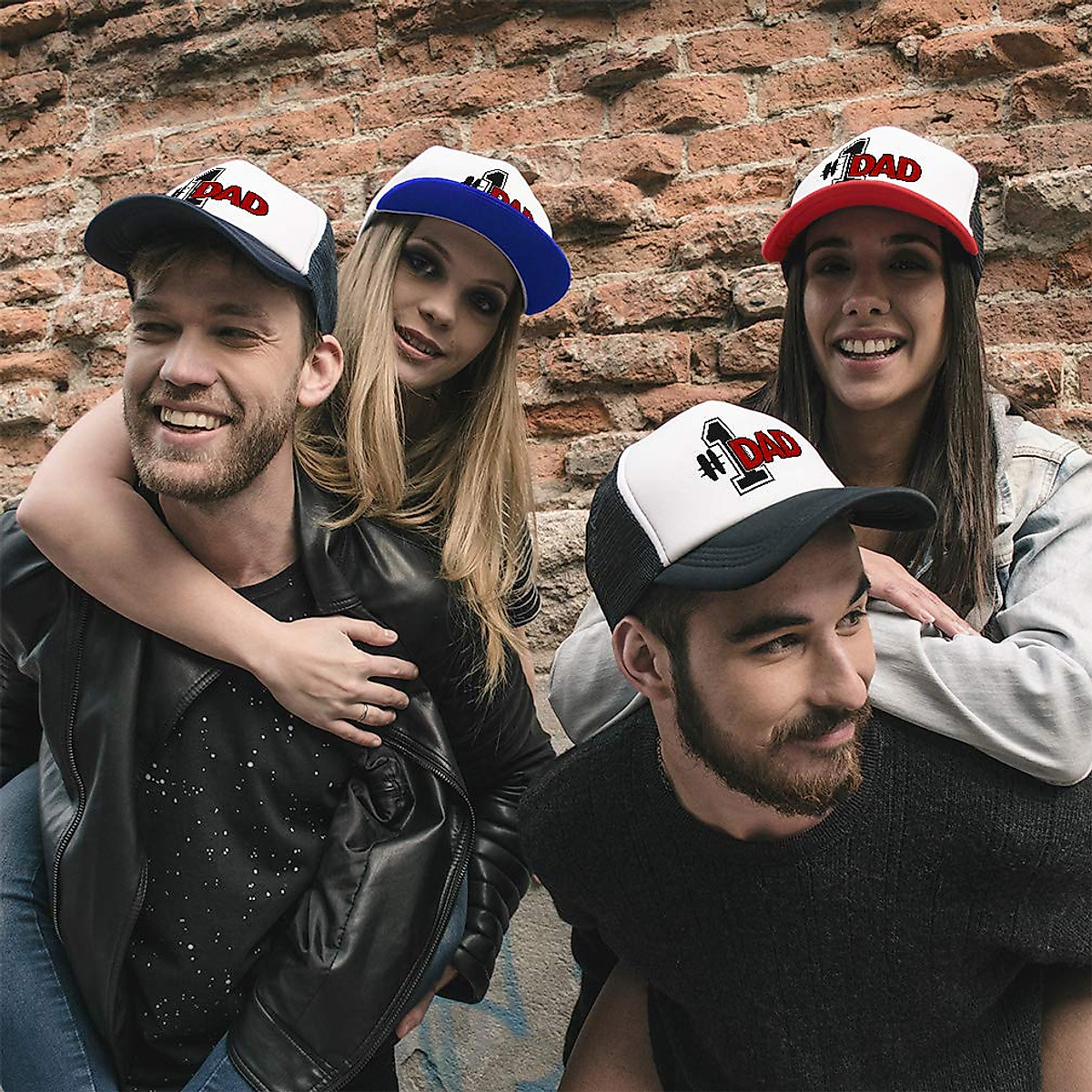 Speedy Pros Trucker Hat #1Dad 1 Daddy Number Dad Father S Day Polyester Snapback Baseball Cap for Men & Women Adjustable Royal Blue