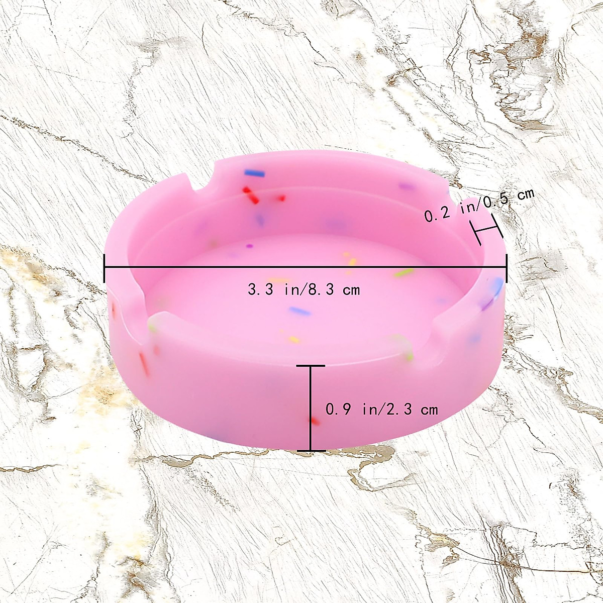 Luminous Silicone Ashtray, Premium Rubber High Heat Resistant Tray for Cigarettes, Glow in the Dark, Durable Round Ashtray for Patio, Office, and Outdoor/Indoor Use (pink+white)