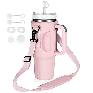 NEECZS Water Bottle Carrier Bag for Stanley 40 oz Tumbler with Handle,Neoprene Water Bottle Holder Pouch with Strap&Spill Stopper for Stanley Cup Accessories,Bottle Sling for Walking Hiking Camping
