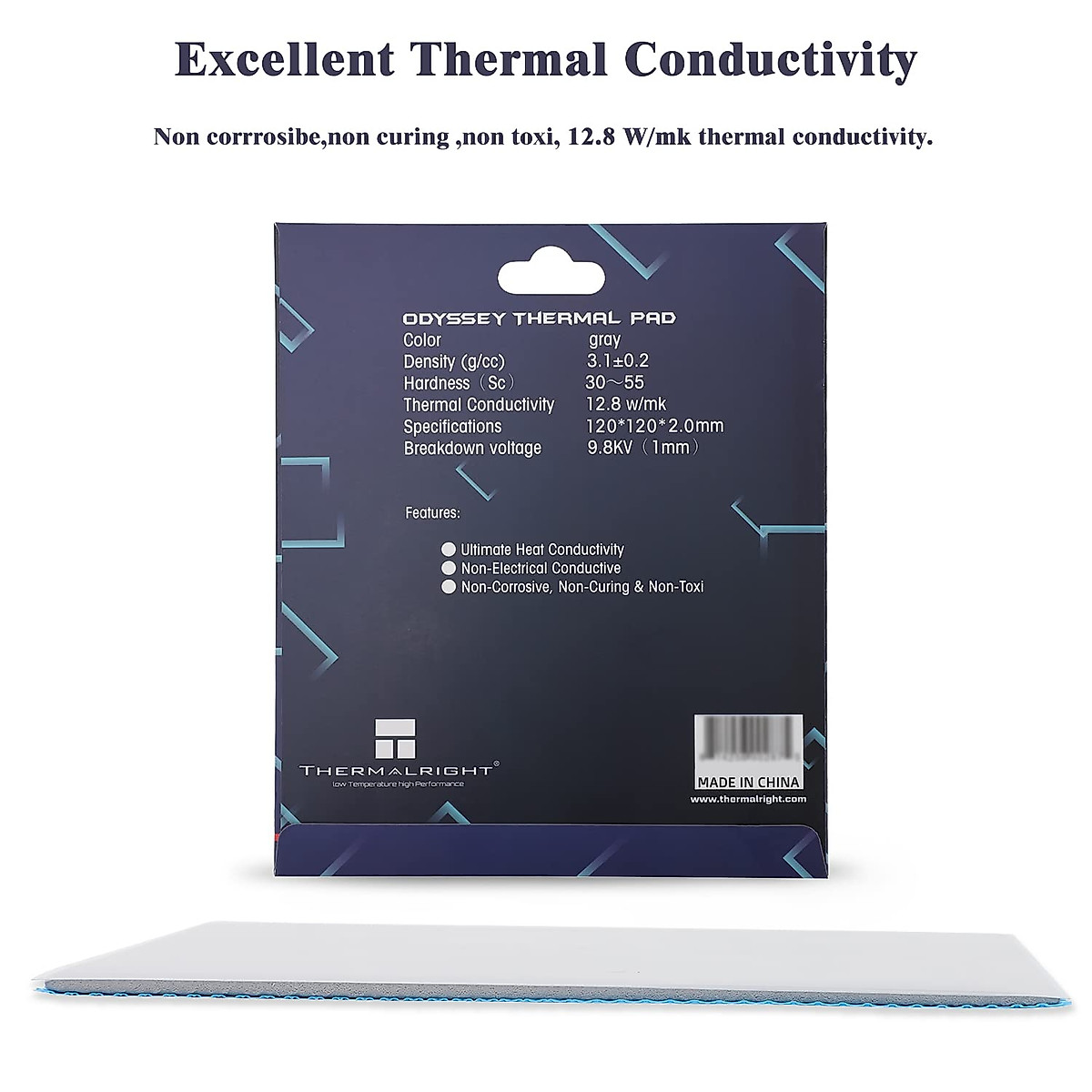 Thermalright Thermal Pad 12.8 W/mK Silicone Thermal Pads Non Conductive Heat Dissipation Silicone Pad for PC Laptop Heatsink/GPU/CPU/LED Graphics Card Silicone Grease Pad Multi-Size(120x120x2.0mm)