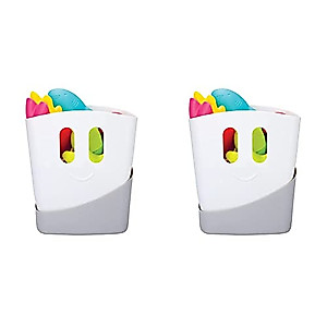 Ubbi Freestanding Bath Toy Organizer Bath Caddy with Removable Drying Rack Bin and Scoop for Toddlers and Baby, Gray (Pack of 2)