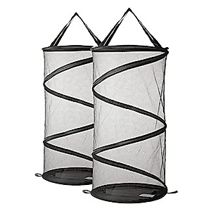 MINISO Collapsible Laundry Hamper - 2PCS Mesh Pop-Up Baskets, Easy Carry Handles, Foldable Dirty Clothes Bin, Large for College Dorm, Laundry Room, Bedroom, Kids Room, Black