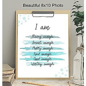 Positive Quotes Wall Decor - Positive Affirmations - Encouragement Gifts for Women, Teens, Girls - Inspirational Quotes - Motivational Wall Art - Inspiring Uplifting Sayings Wall Decor - Light Blue