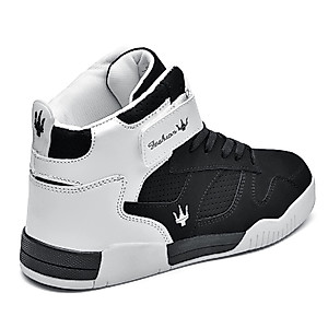 KUXIE Shoes Men's High Top Fashion Sneakers Outdoor Casual Sports Shoes Training Leather Shoes Mens Flats (M729-black, 9, Numeric_9)