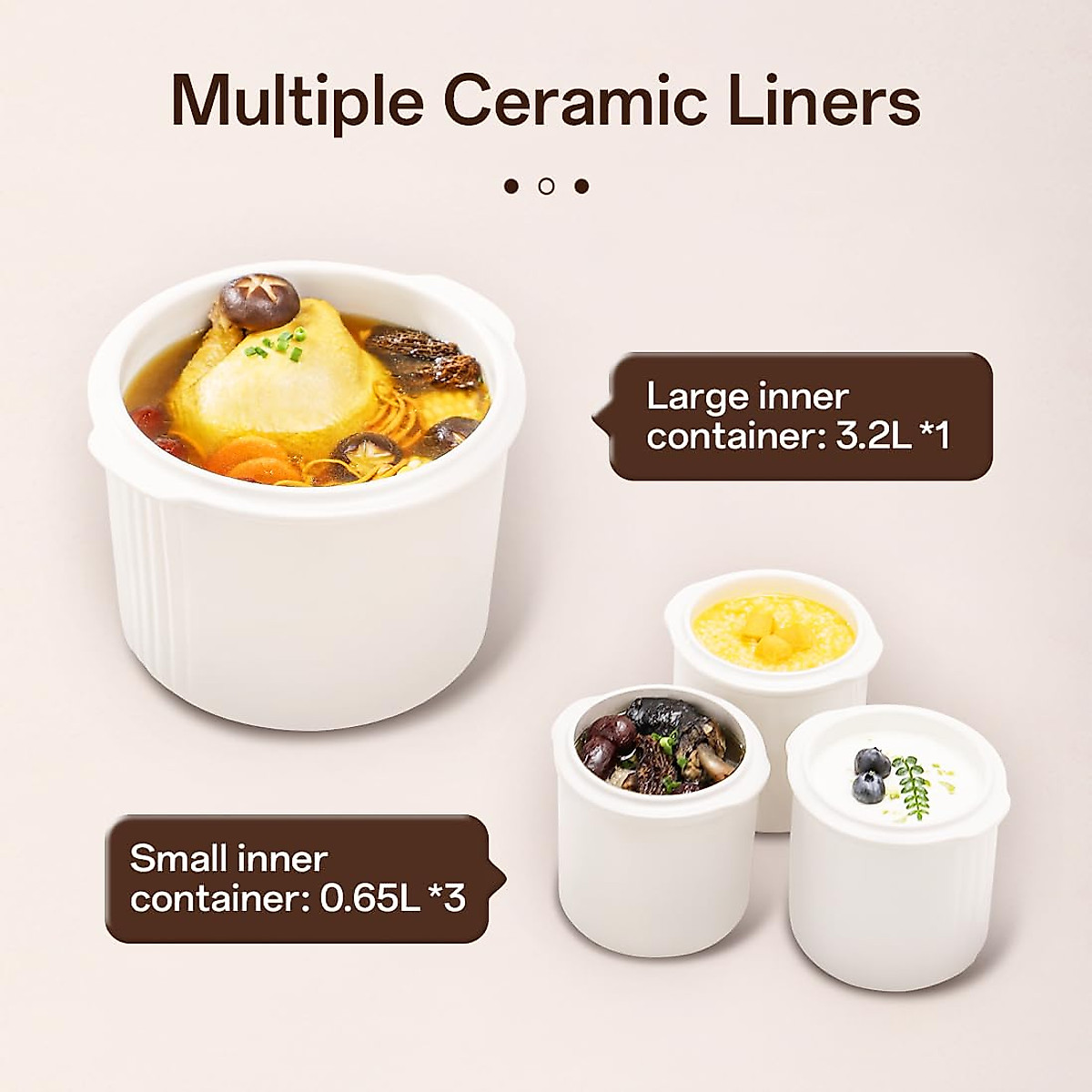 TIANJI Electric Stew Pot, Ceramic Pot for Soup, Desserts, Bird's Nest, Multiple ceramic liners, DGD32-32CG