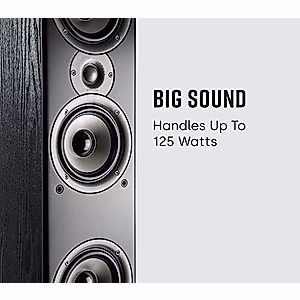 Polk Audio Monitor 60 Series II Floorstanding Speaker (Black, Single) for Home Audio | Affordable Price | 1" Tweeter, (3) 5.25" Woofers