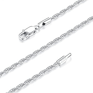 Andsion 925 Sterling Silver Chain Lobster Clasp Rope Chain Necklace for Women Men Boys, 2.5MM Silver Chain for Women, Shiny & Sturdy Womens Chain Necklace 18 Inches
