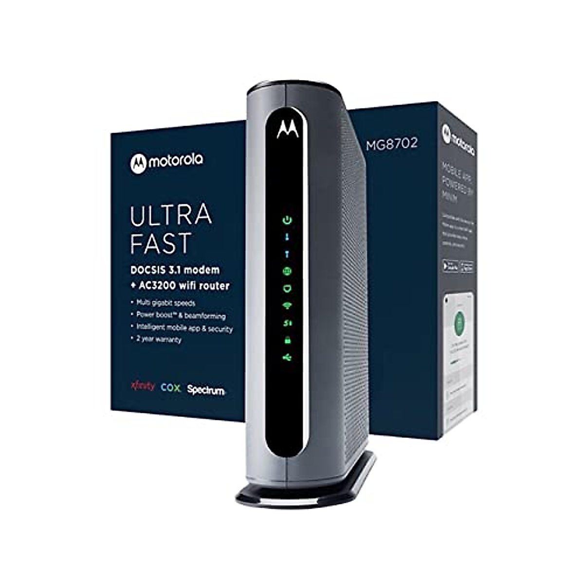 Motorola MG8702 | DOCSIS 3.1 Cable Modem + Wi-Fi Router (High Speed Combo) with Intelligent Power Boost | AC3200 Wi-Fi Speed | Approved for Comcast Xfinity, Cox, and Charter Spectrum