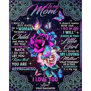 Gift for Mom Blanket Best for Mother Birthday from Daughter with I Love You Forever Letter Mother's Day Ultra-Soft Flannel Fleece Throw 60x50 Inch