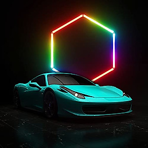 Hexagon LED Garage Light RGB - Hexagon Garage Light with Adjustable Light Color, for Private Garage KTV Bar Basement Gym Lighting(1 Pack)