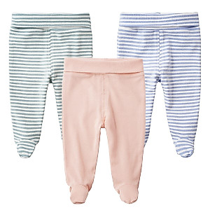 Teach Leanbh Infant Baby 3 Pack Footed Pants Cotton High Waist Casual Leggings (12 Months, A)