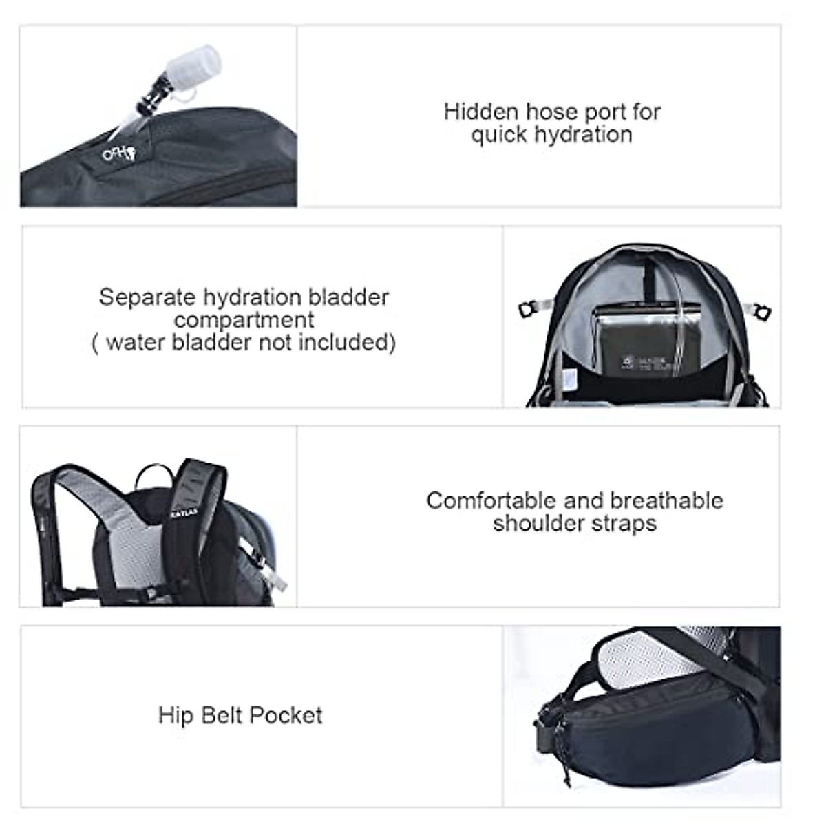 KAILAS 28L Hiking Backpack Men Women，Large Backpack with Rain Cover Camping Backpack，Waterproof Backpack for Men Women Black