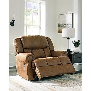 Signature Design by Ashley Boothbay Classic Faux Leather Manual Oversized Recliner, Dark Brown