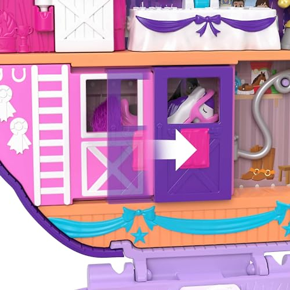 Polly Pocket Compact Playset, Jumpin' Style Pony with 2 Micro Dolls & Accessories, Travel Toys with Surprise Reveals