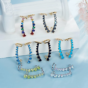 Ear Cuff Climber Earrings For Women 925 Sterling Silver Post Stud Earrings Gold Plated 7 Rainbow Cubic Zirconia CZ Hypoallergenic Jewelry Gift