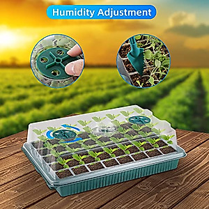 Seed Starter Tray, 80 Cells Seed Starter Kit with 360°Full Spectrum Grow Lights for Seed Starting, 72 LED Height-Adjustable Seed Starting Lights, Timable,Germination Tray with Humidity Control Domes