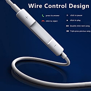 2 Pack iPhone Headphones Lightning Earphones Earbuds, Wired in Ear Stereo Noise Canceling Isolating Headphones for iPhone 14 13 12 11 Pro Max X XS 8 7 SE, White (Built in Microphone & Volume Control)