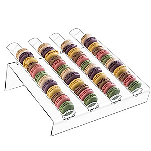 BLBYHO Acrylic Macaron Display Tray, Macaron Cookie Display Stand with 4 Slots…