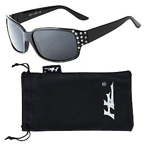 Polarized Sunglasses for Women - Premium Black Fashion Sunglasses - HZ Series Diamante Womens Designer Sunglasses