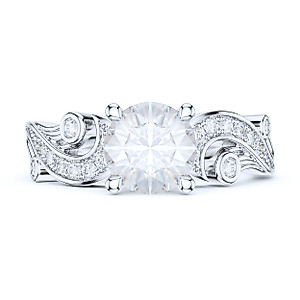 PRSTANI Sterling Silver Filigree Art Deco Vintage Style 1CT Simulated Round Brilliant Diamond Promise Engagement Ring Bridal (6)