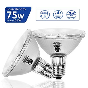 EdisonPar PAR30 Short Neck Halogen Bulb 6 Pack, PAR30S Eco-Par 75W Eqv., 2900K Warm White, 25° Flood Light Dimmable, E26 Medium Base, CRI100 120V Indoor Outdoor