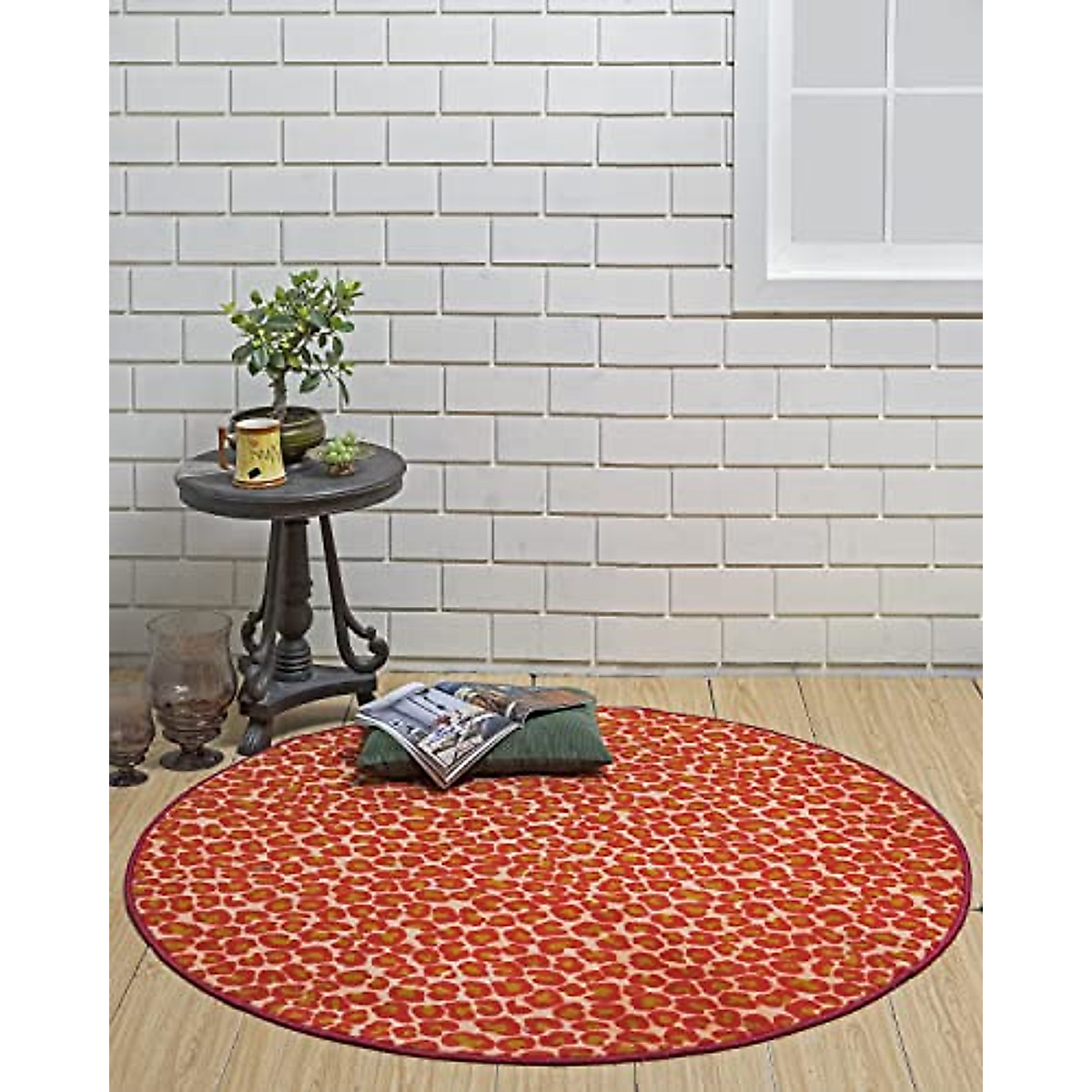 Furnish my Place Cheetah Print Area Rug, Animal Print Pattern Mat, Pet-Friendly Indoor Carpet, Wildlife Animal Inspired with Cheetah Design Rug for Living Room, Home Décor, 4' Round