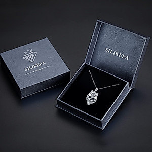 Skull Owl Necklace 925 Sterling Silver Skull Owl Pendant Necklace Christmas/Valentine's Day/Mother's Day Jewelry Gifts for Women Mom Daughter Wife friend