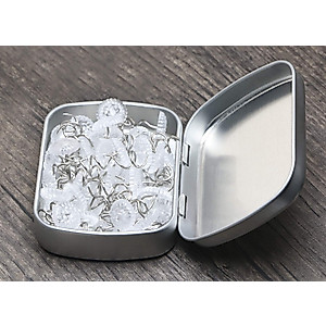 Mini Skater 2.23 x1.76 x 0.55 inch Metal Tin Box Portable Small Container Storage Case with Solid Hinged Top for Drawing Pin Nail Art Bead Earring and Jewelry Craft Organizing,4Pcs (Silver)