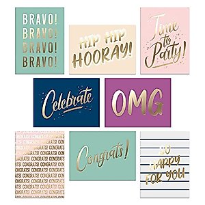Sweetzer & Orange Set of 48 Congratulations Cards – Perfect for Graduation Greeting Cards – 8 Gold Foil Congrats Design Assortment – With Envelopes and Box – 4.25x5.75”