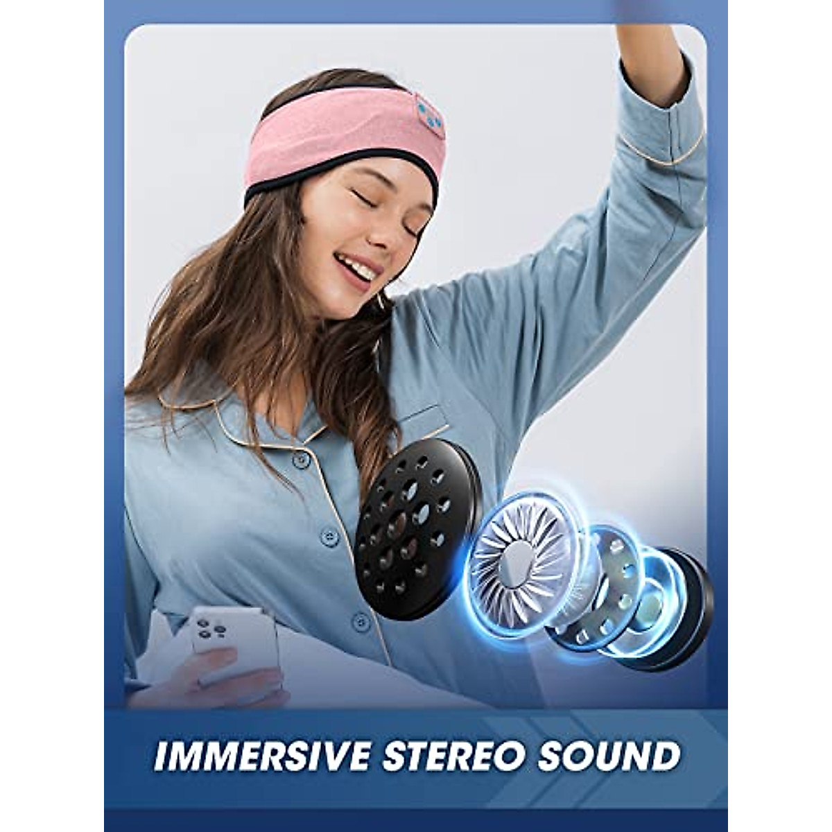 Sleepbeauty Sleep-Headphones-Wireless-Bluetooth-Headband - Comfy Sleeping Eye Mask Headphones Headset, Sport Headband Earbuds Electronics Tech Gadgets Christmas Birthday Gifts for Women Men Running