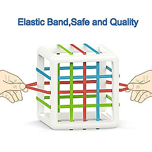 MINGKIDS Montessori Toys for 1 Year Old,Baby Sorter Toy Colorful Cube and 6 Pcs Multi Sensory Shape,Developmental Learning Toys for Girls Boys Easter Gifts,Baby Toys 6-12-18 Months