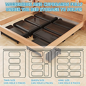 ROUTTOON Under Bed Storage, Under the Bed Storage Containers with Wheels, Under Bed Shoe Storage Organizer with Storage Bags, Rolling Underbed Storage Containers for Bedroom Clothes Shoes