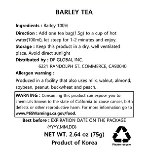 DAMTUH Korean Traditional Tea Barley Tea - 100% Pure Barely Tea, caffeine-free (50 Tea Bag x 1.5 g)