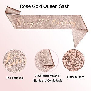 11th Birthday Decorations for Girls，Rose Gold 11 Birthday Crown Tiara ，Cake Topper, Birthday Sash with Peal Pin and Birthday Candles Kit,11th Birthday Gifts for Girls